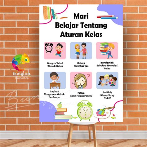 Poster Belajar Peraturan Kelas Aturan Ruang Kelas Pedoman Ruang Kelas