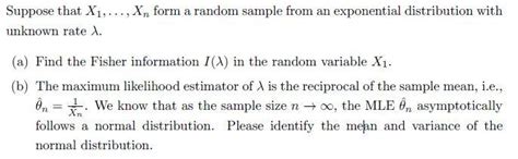 solved suppose that x1 xn form a random sample from