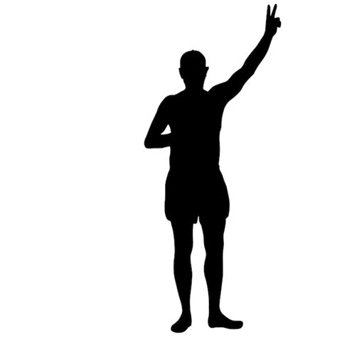 Silueta Negra Hombre De Pie Personas Sobre Fondo Blanco Vector Premium