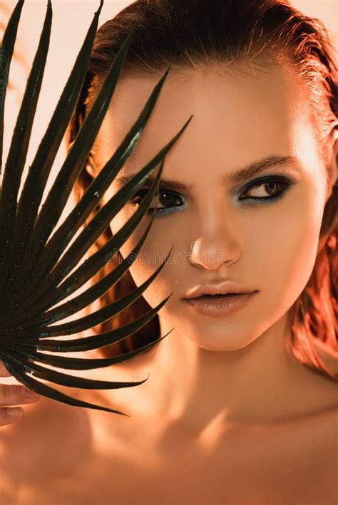Surprised And Naked Woman Touching Face Stock Image Image Of