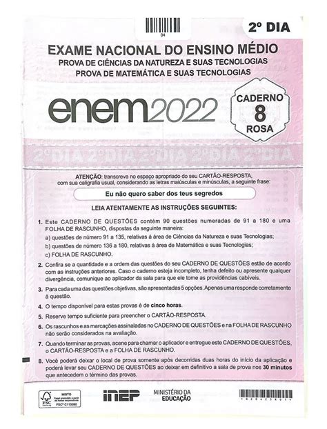 Total 89 Imagem Modelo De Prova Do Enem Br Thptnganamst Edu Vn