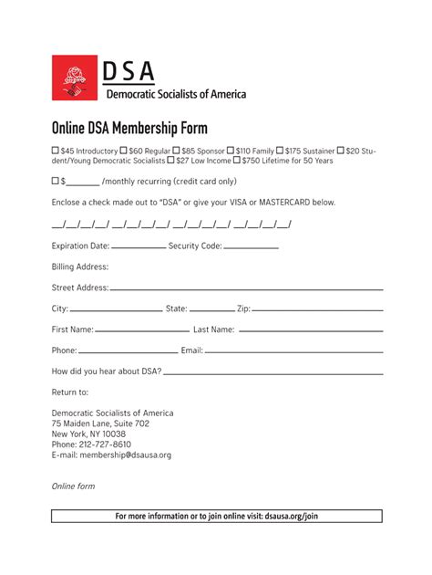 Fillable Online Online Dsa Membership Form Fax Email Print Pdffiller