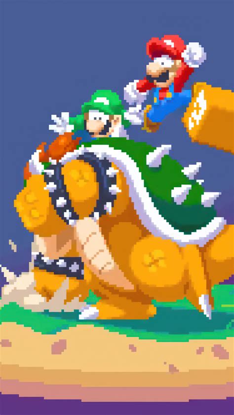 Mario Bros Luigi Bowser Pixel K I Wallpaper Iphone Phone