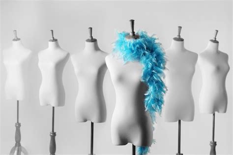 Premium Photo Feather On Mannequin Against White Background