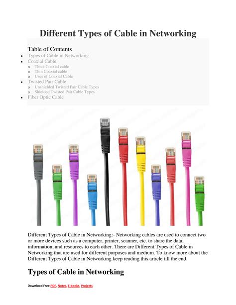Different Types Of Cables In Networking Pdf Different Types Of