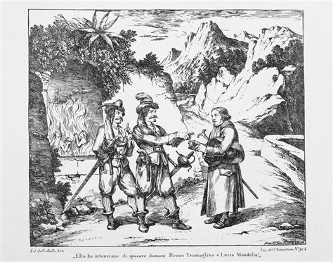 Don Abbondio Incontra Due Bravi Litografia Di Bartolomeo Pinelli 1781