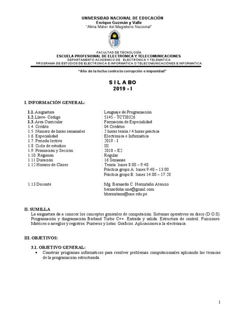 silabo lenguaje de programación pdf programación de computadoras programa de computadora