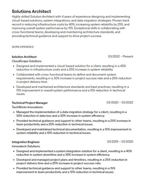 Solutions Architect Resume Examples With Guidance