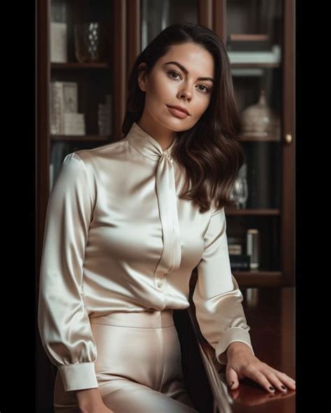 Satin Bluse Tv Girls Pussy Bow Blouse Silk Suit Satin Shirt