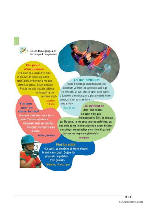 Contrôle niveau 2 Loisirs compréh Français FLE fiches pedagogiques