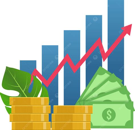 Grafico Di Profitto Blu Con La Freccia Rossa Sul Mucchio Di Moneta Doro