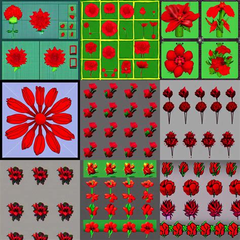 Sprite Sheet Of A Red Flower X Animation Stable Diffusion