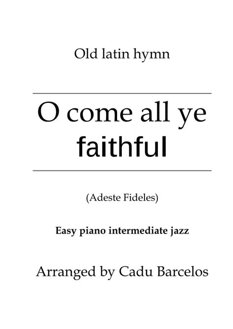 O Come All Ye Faithful Adeste Fideles Piano Intermediate