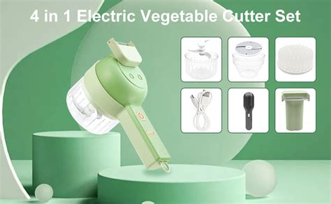 4 In 1 Handheld Electric Vegetable Cutter Set Portable Food Chopper