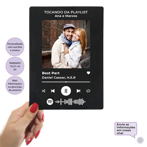 Placa Spotify Acrílico Black Personalizada Tamanho A5 Elo7