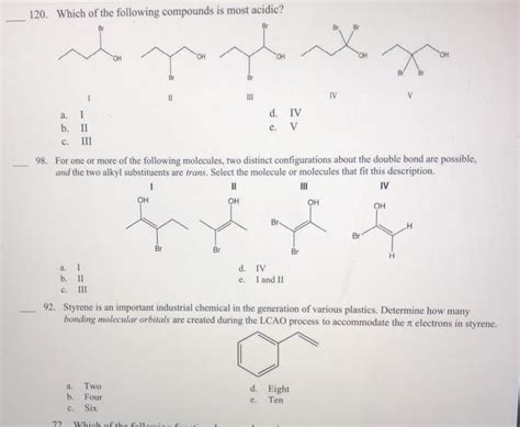 Solved 120 Which Of The Following Compounds Is Most Acidic Chegg