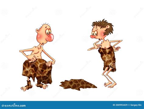 Hombres Y Mujeres Prehistóricos Vestidos Con Ropa De Piel De Animal