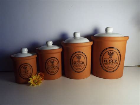 Vintage Terra Cotta Canister Set Made In Portugal By JJsBottega