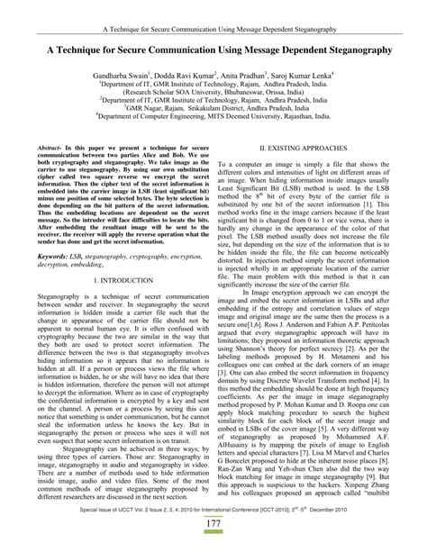 pdf a technique for secure communication using message dependent steganography