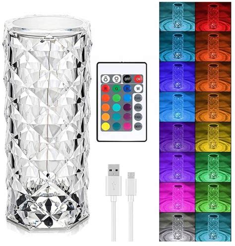 LAMPA KRYSZTAŁOWA LED LAMPKA NOCNA DOTYKOWA PILOT ERLI pl
