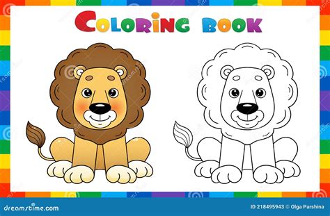 Página Para Colorear Contorno De Dibujos Animados Lindo León Libro