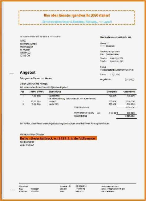 Angebotsvorlage Muster Financial Report
