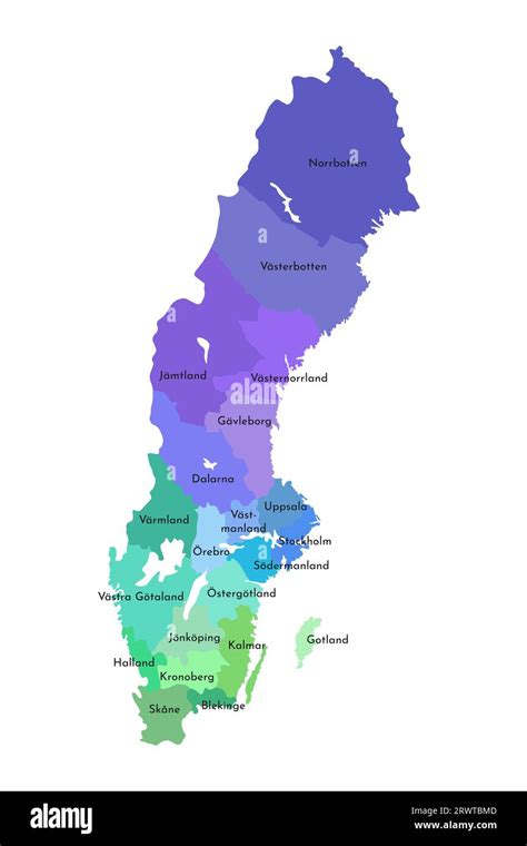 Vector Isolated Illustration Of Simplified Administrative Map Of Sweden