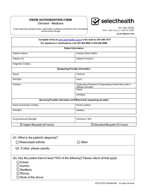 Fillable Online Olumiant Prior Authorization Criteria Form Fax Email