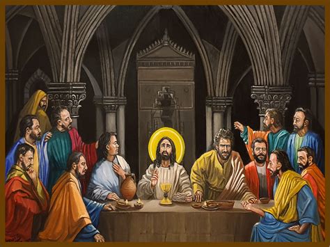 Quadro A Santa Ceia de Jesus Cristo os Apóstolos Quadros Religiosos