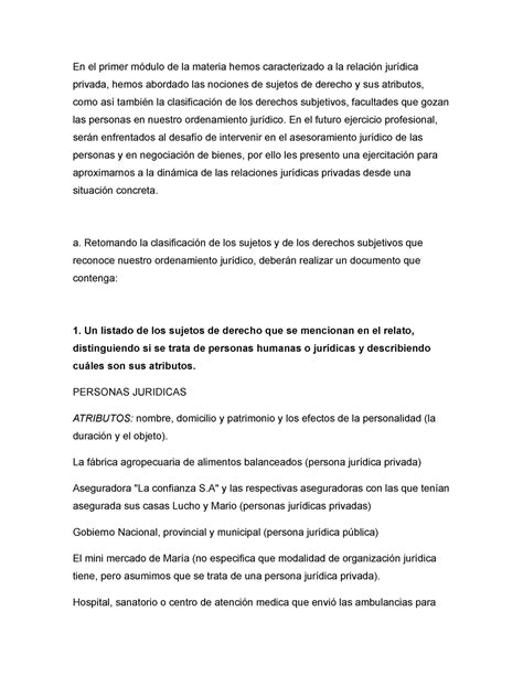 TP 1 Derecho Privado En el primer módulo de la materia hemos