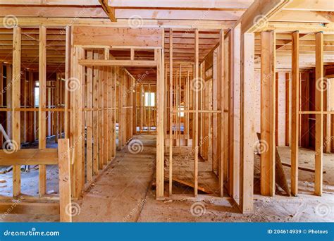 Framing Home Unfinished Wood Frame Building Or A House Stock Image