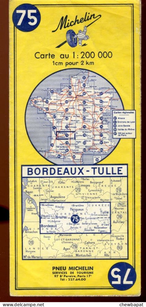 Cartes Routières Carte Routière n 75 du Pneu Michelin Bordeaux