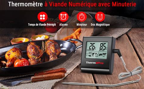 ThermoPro TP16B Thermometre Cuisine pour Viande Numérique avec Large