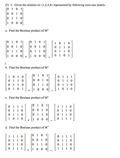 solved 5 3 given the relation on 11 2 3 4 represented by
