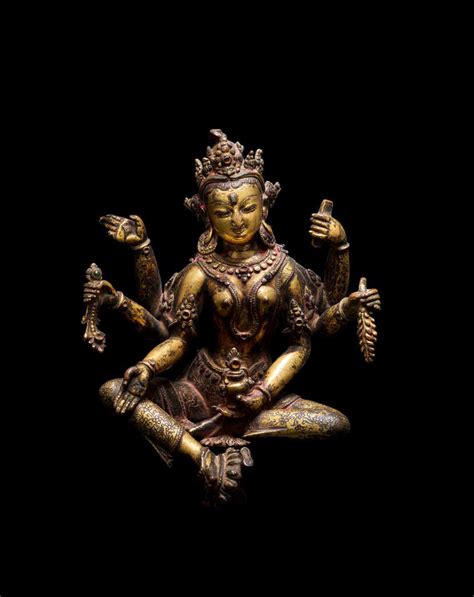 A Gilt Copper Figure Of Vasudhara Nepal 14th Century Alain R Truong