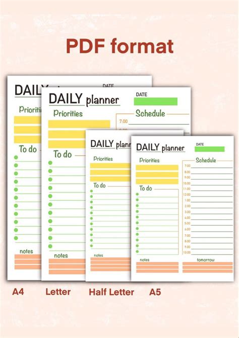 Daily Planner Printable Daily Planner Daily Checklist Dai Inspire