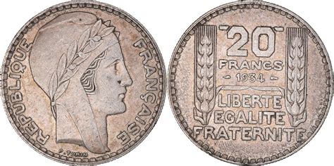 Frankreich 20 Francs 1934 Paris Münze Turin Paris SS Silber KM