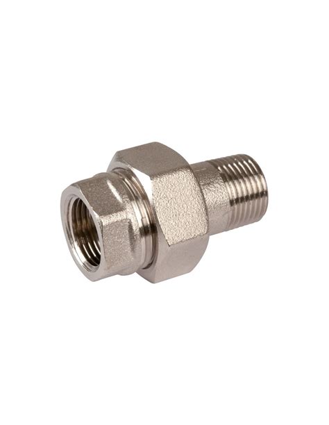 Raccord union droit M F 3 4 20x27 en laiton nickelé Plomberie Online