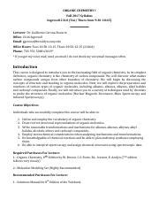 ORG 1 Syllabi GGN Fall 2017 Pdf ORGANIC CHEMISTRY I Fall 2017