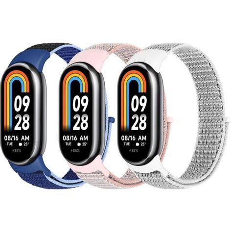 3 Pièces Nylon Bracelet Compatible Avec Xiaomi Mi Band 8 Femme Homme