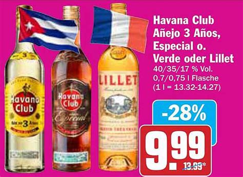 Havana Club Añejo 3 Años Especial O Verde Oder Lillet Angebot bei AEZ