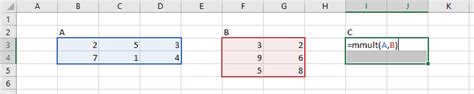 mmult excel function for matrix multiplication engineerexcel