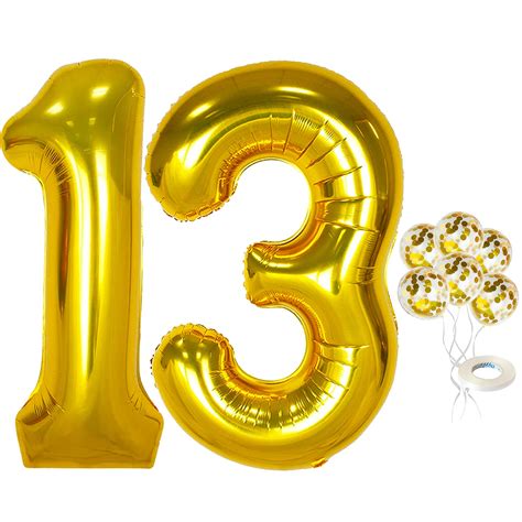 Buy Large Inch Gold Balloon Numbers Gold Confetti Latex
