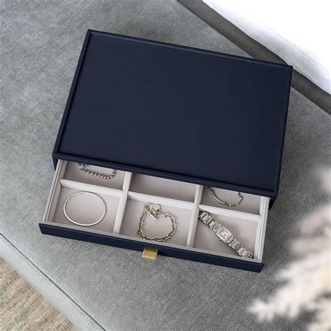 Szkatułka na biżuterię Stackers Pebble 9 komorowa supersize granatowa z