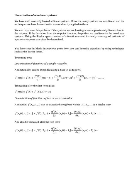 linearisation of non linear systems pdf nonlinear system multiplication