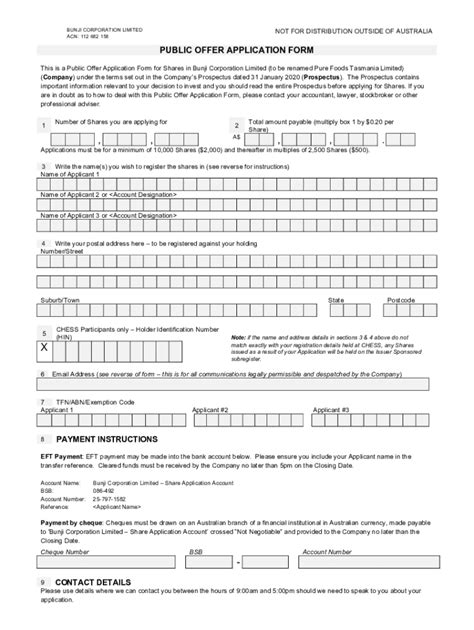 Fillable Online BCL Public Offer Application Form Template Fax Email