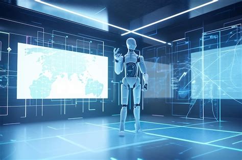 Premium Ai Image Generative Ai Robot Humanoid Working In Futuristic