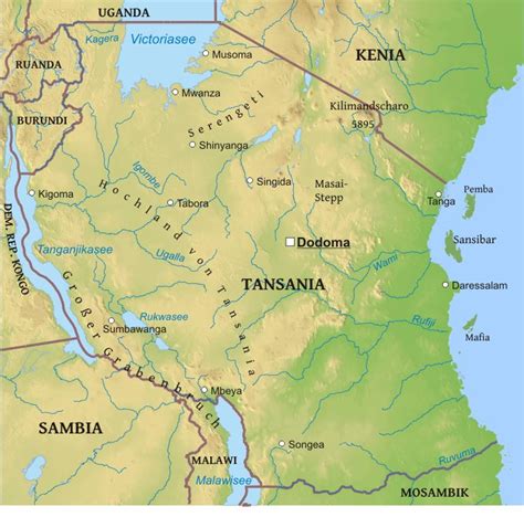 Karte Von Tansania Freeworldmaps Net