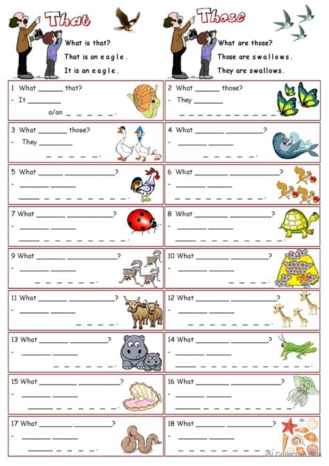 DEMONSTRATIVES THAT And THOSE English ESL Worksheets Pdf Doc