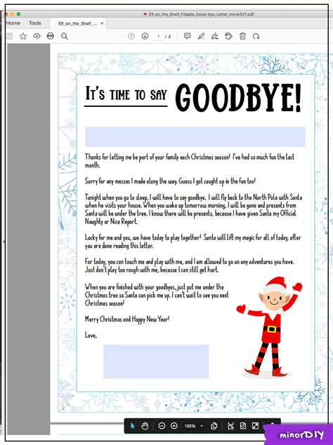 Elf On The Shelf Free Printable Goodbye Letters Printable Templates